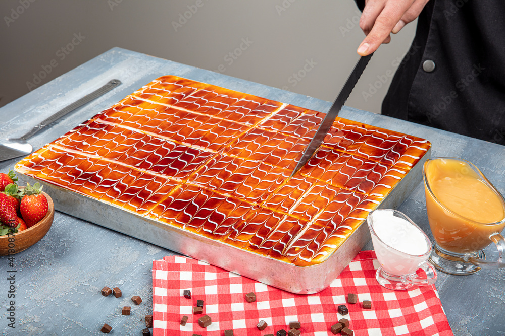 Turkish Traditional Trilece - Tres Leches Dairy Dessert Cake. Sponge ...