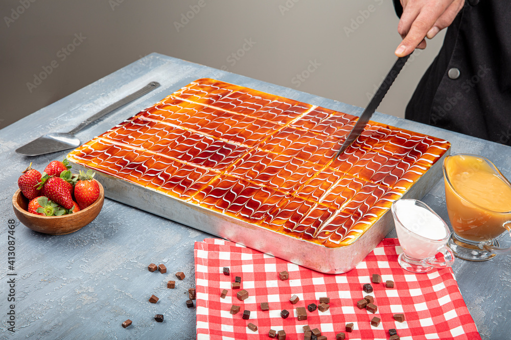 Turkish Traditional Trilece - Tres Leches Dairy Dessert Cake. Sponge ...