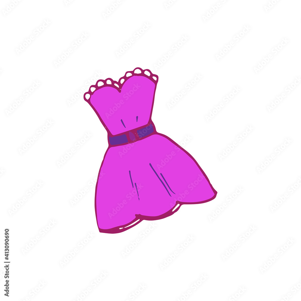 purple dress vector illustration on white background. glam dress icon ...