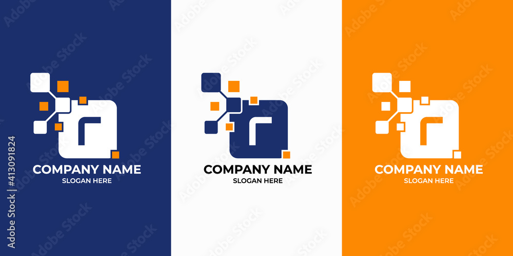 Letter R pixels logo initial design template. Illustration vector ...