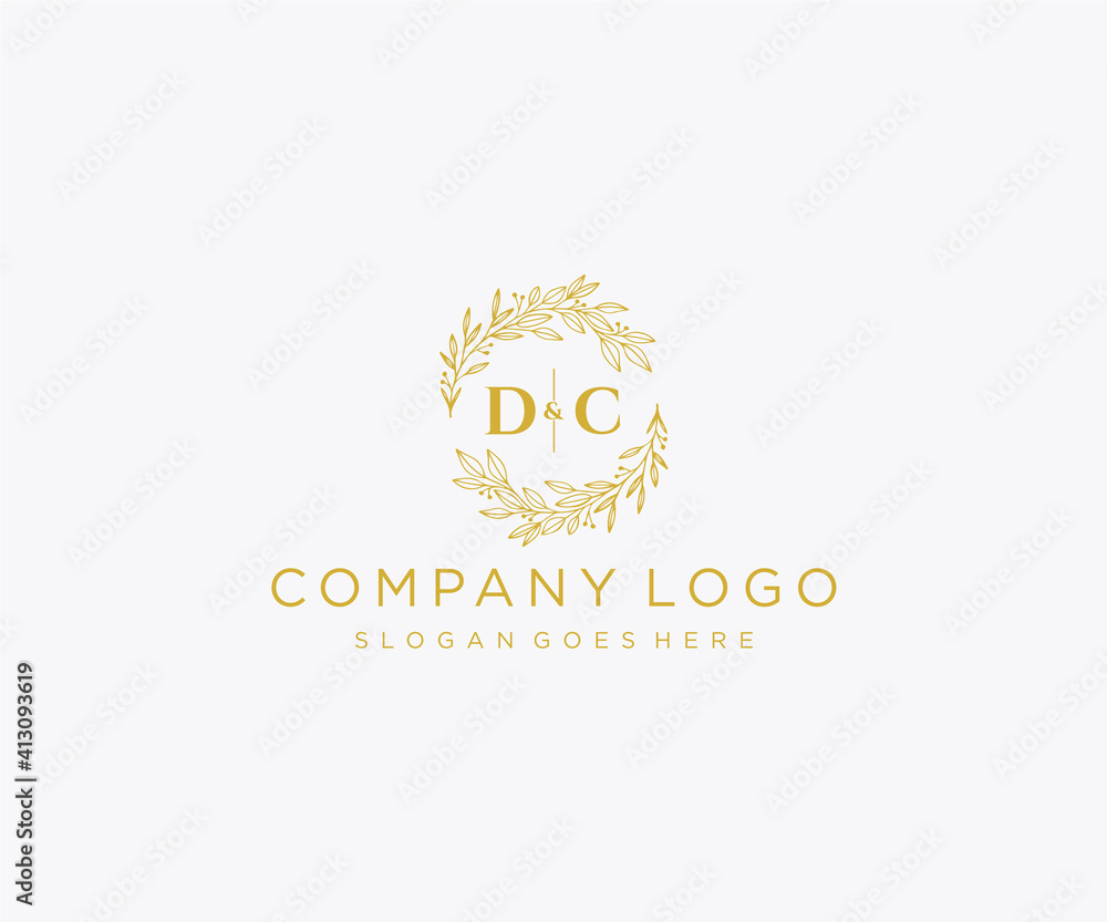 initial DC letters floral frames. monogram wedding, wedding invitation ...