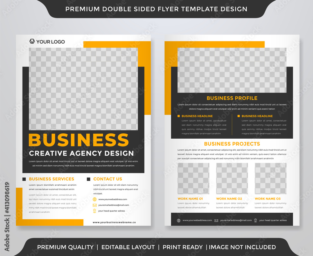 business two sided flyer template design with a4 concept and minimalist layout use for business ...