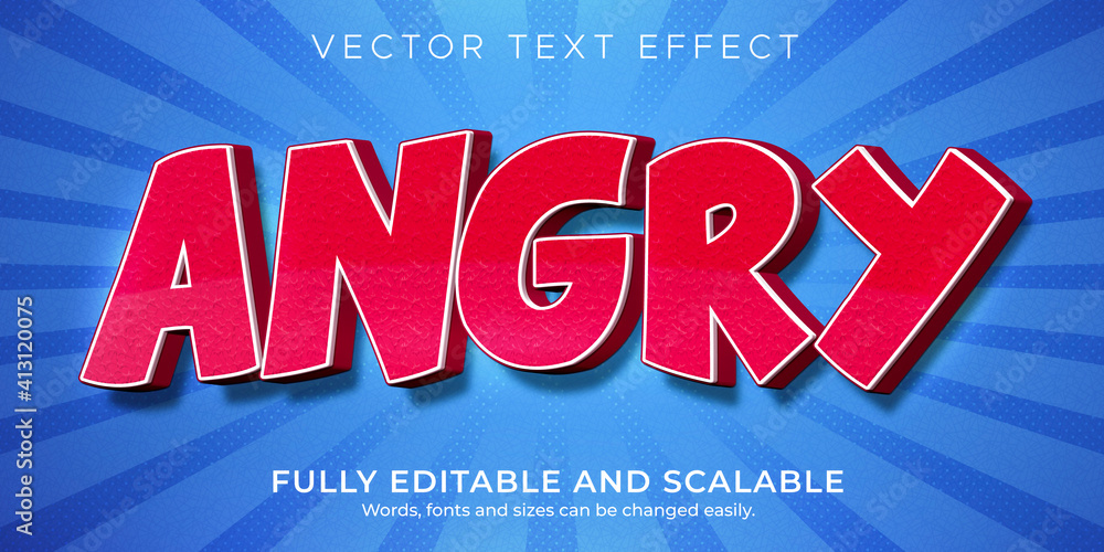 Angry red cartoon text effect, editable comic and funny text style ...