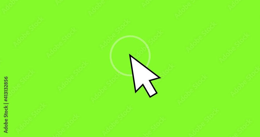 Pointer arrow cursor clicking. Technology and Internet icons animation on green screen ...