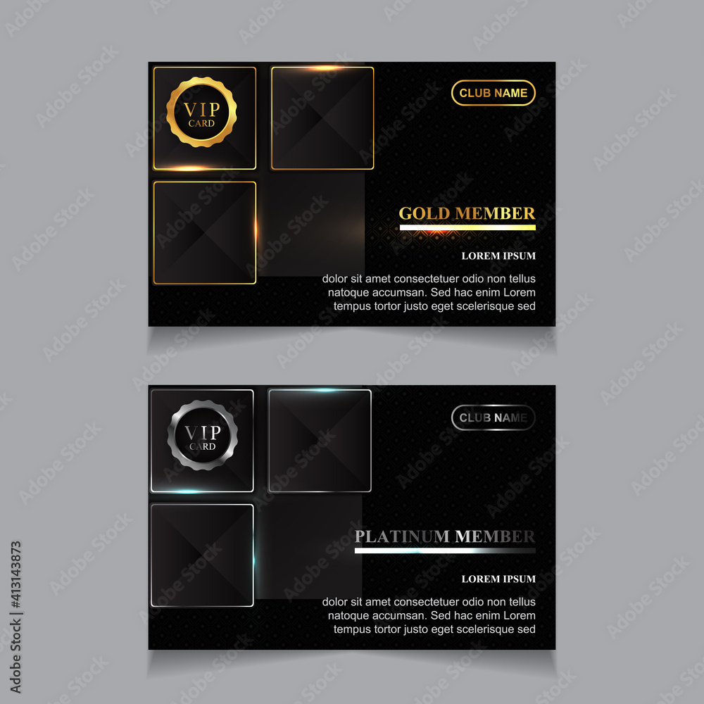 Vector VIP golden and platinum card. Black geometric pattern background ...