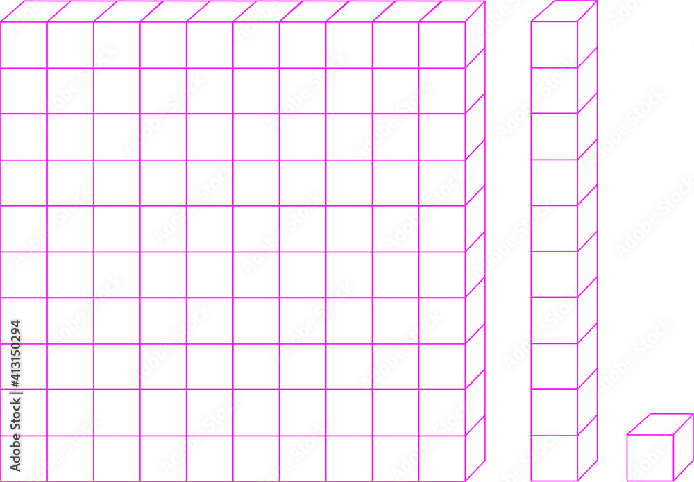 Vector Illustration of Number Blocks, Math Cubes, One Hundred and ...