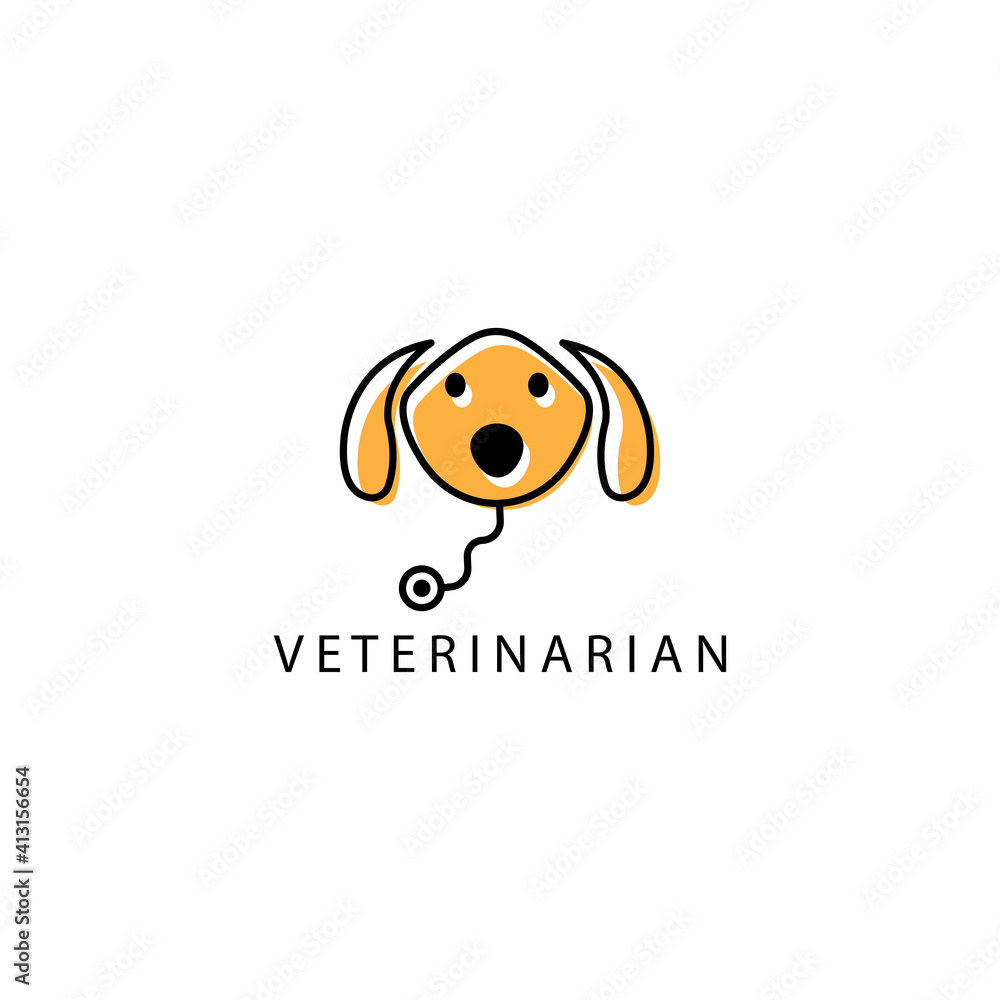 vet logo vector illustration dog head design Stock Vector | Adobe Stock