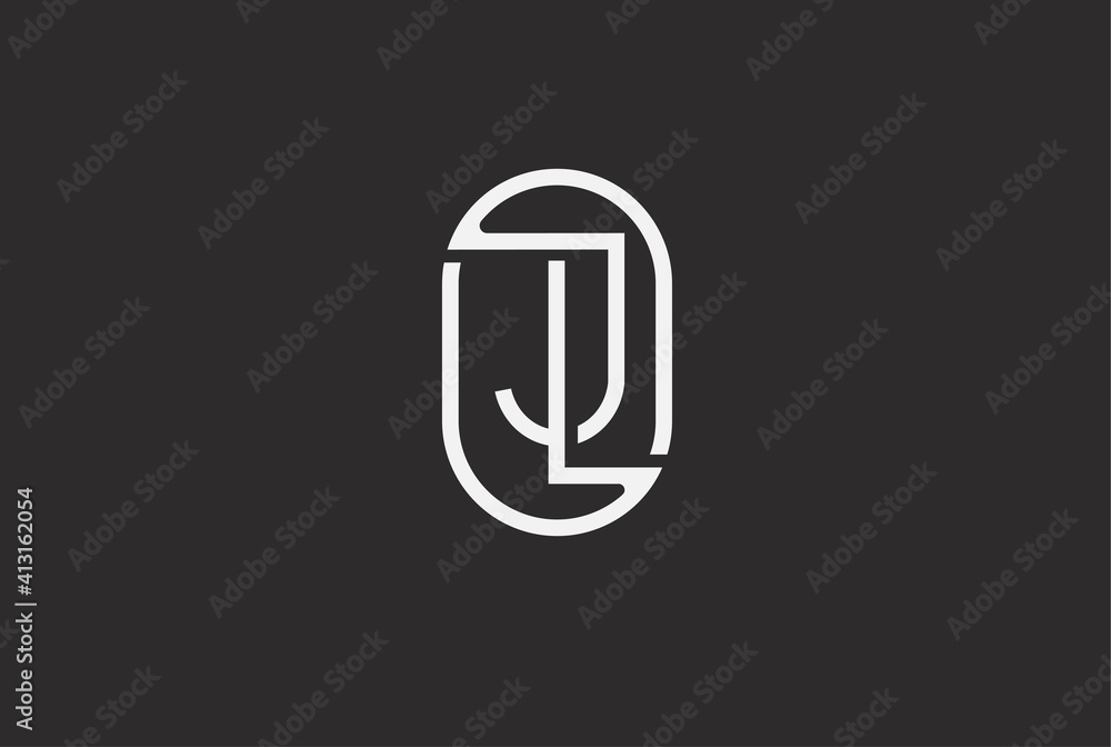 Abstract Initial J and L Logo, Line Monogram oval style, usable for ...