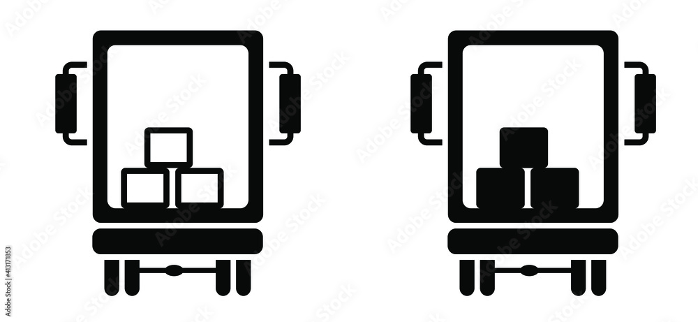 Loading and unloading. Delivery icon. unloading or loading boxes from ...