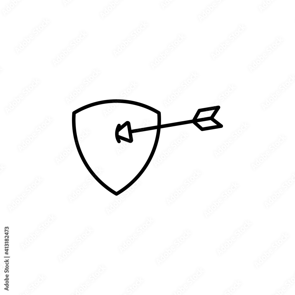 Shield With Arrow Outline Icon. Shield With Arrow Line Art Logo. Vector ...