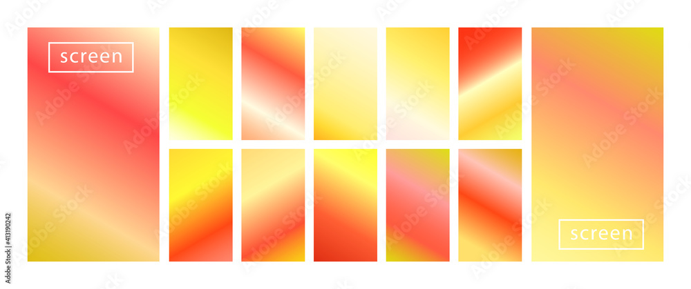 Mobile screen lock display collection of colorful backgrounds in trendy ...