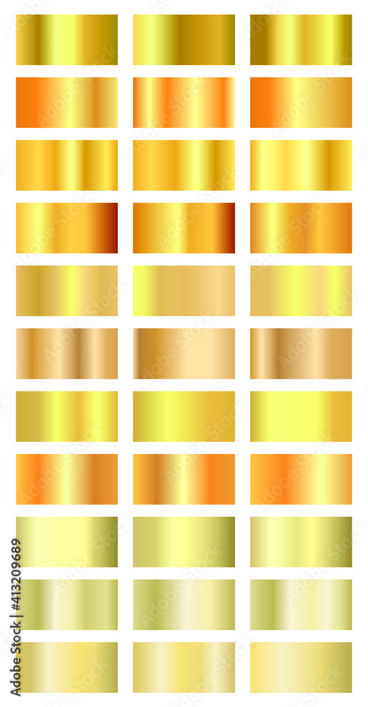 Elegant metallic gold color gradients for logo label design with chrome ...