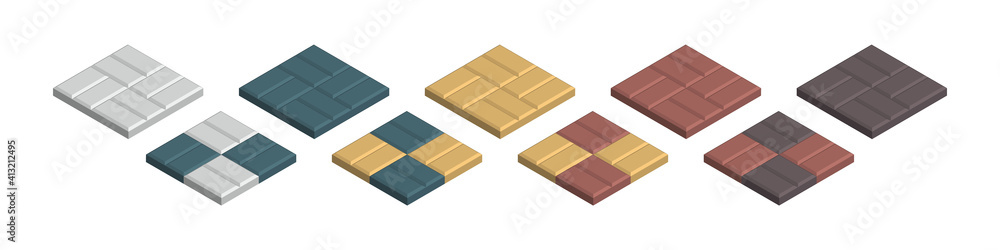 Isometric vector illustration concrete paver blocks isolated on white ...