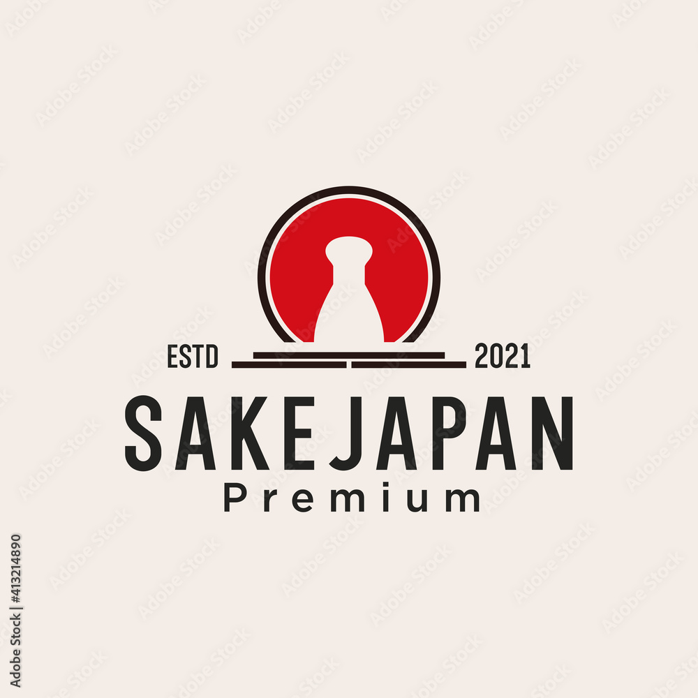 Sake japan logo design, bar and restaurant logo, flat style isolated on ...