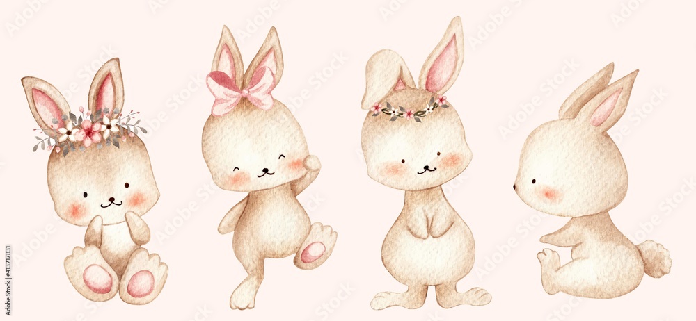 Cute rabbits Stock Vector | Adobe Stock