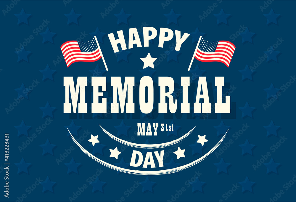 US Memorial day logo. Vector illustration with celebration text, USA ...