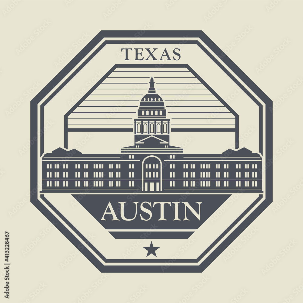 Stamp or label with words Austin, Texas Stock Vector | Adobe Stock