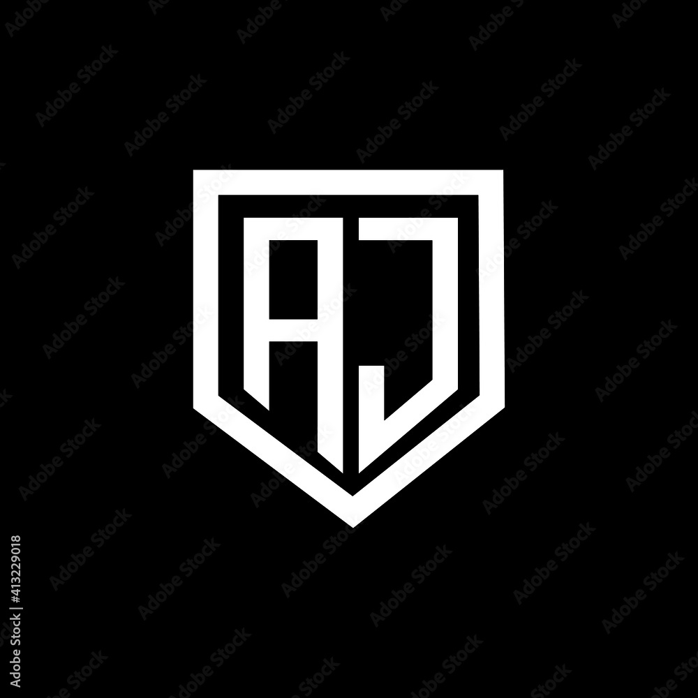 AJ letter logo design with black background in illustrator, modern ...