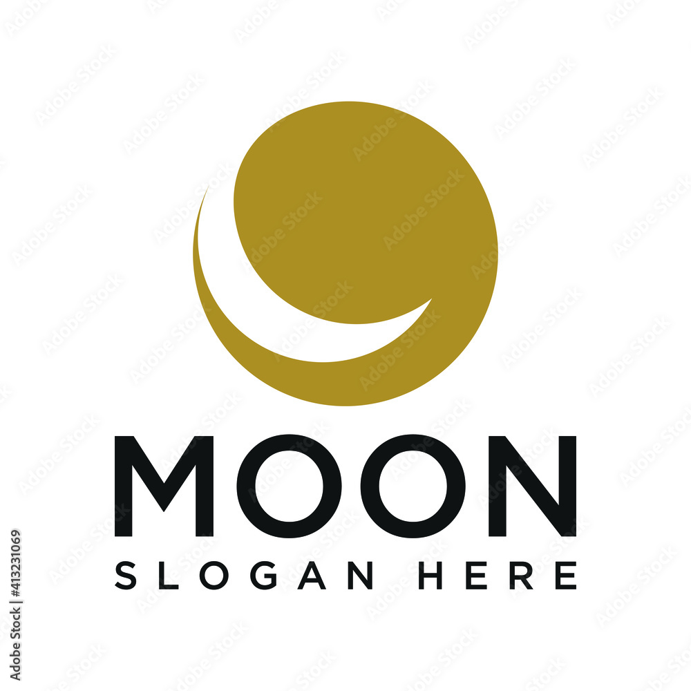 Abstract Creative Moon Logo Vector With Circle Shape Graphic Stock ...