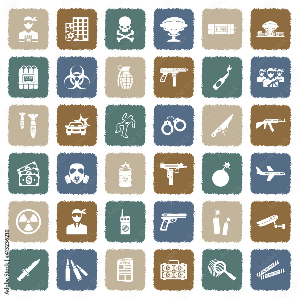 Terrorist Icons. Grunge Color Flat Design. Vector Illustration. Stock ...