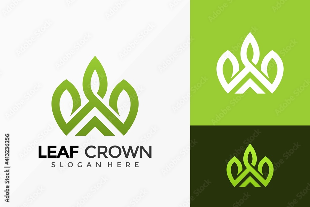 Leaf Crown Logo Design. Creative Idea logos designs Vector illustration ...
