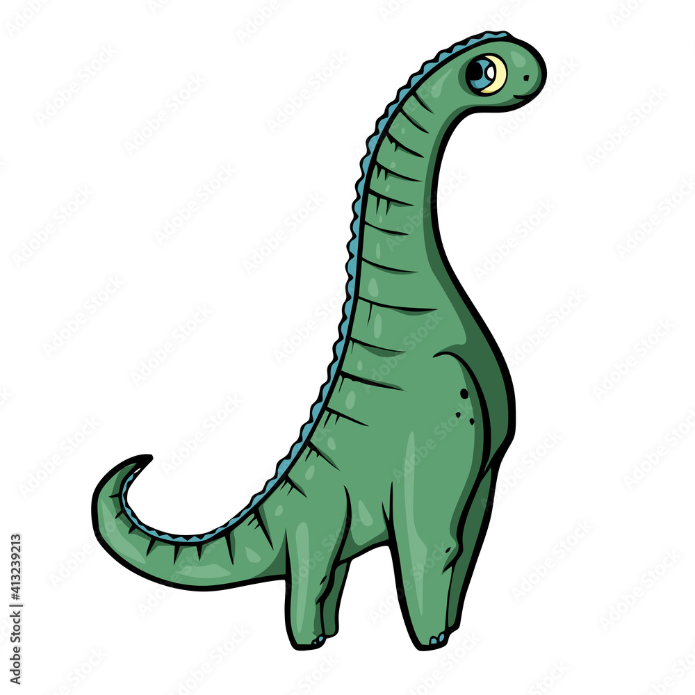 Dinosaur on white background Cute Cartoon. Vector illustration Stock ...