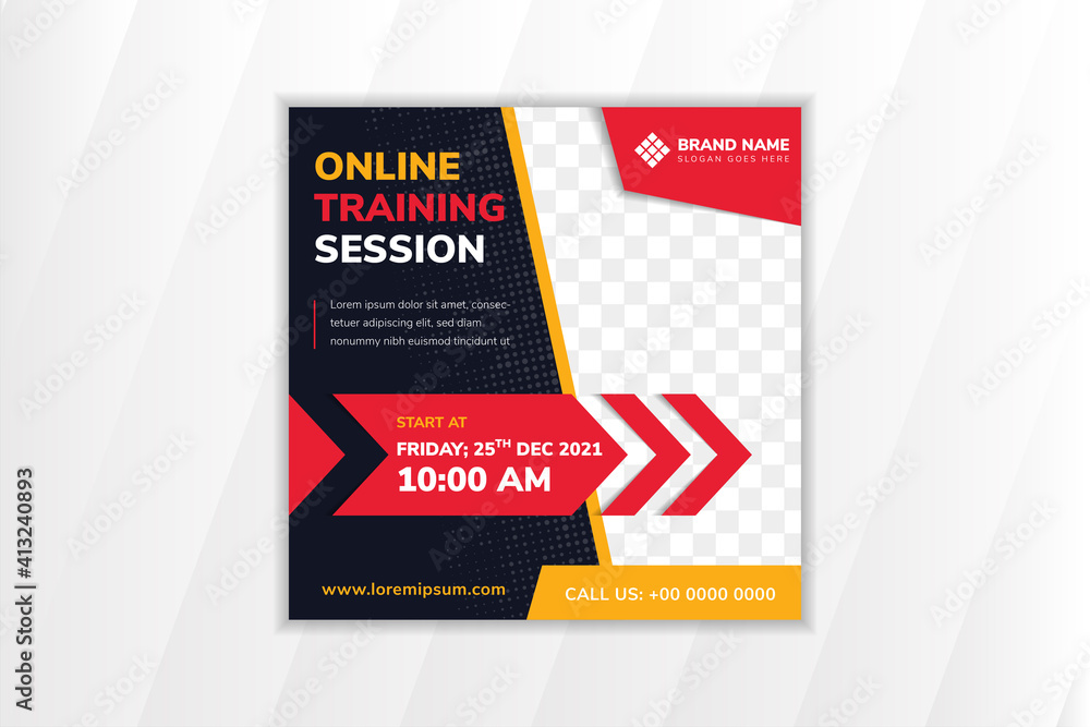 Editable minimal square banner template for online training session ...