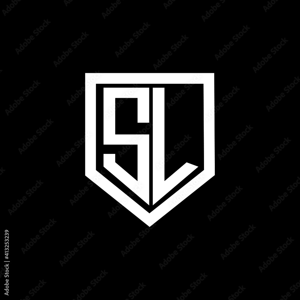 SL letter logo design with black background in illustrator, modern ...