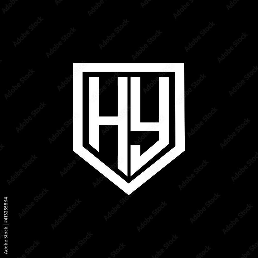 Vecteur Stock HY letter logo design with black background in ...