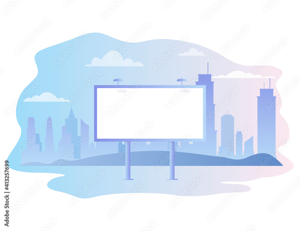 Billboard. Empty billboard in the city near road, pillar banner ad ...