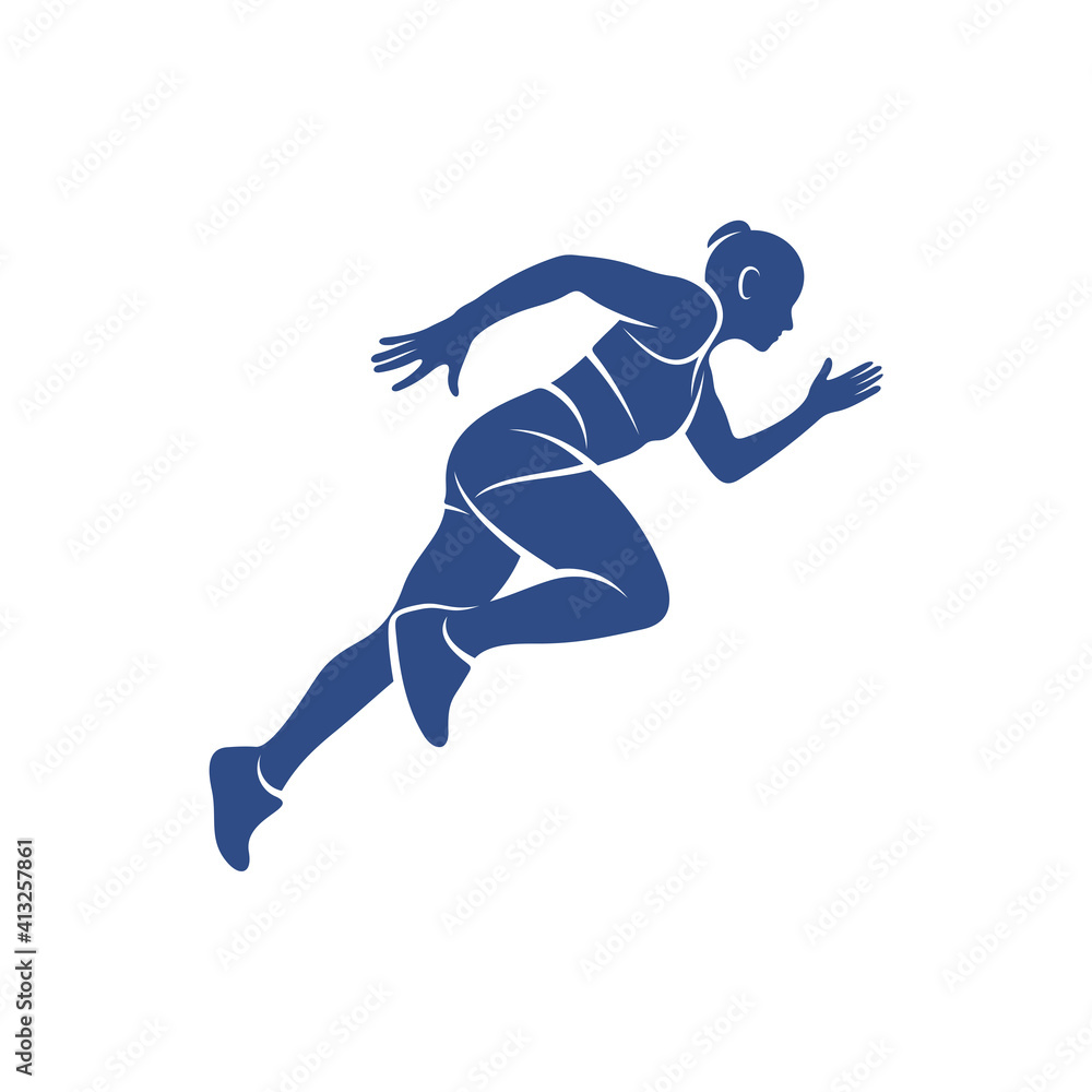 Female runner athletic logo design vector. Icon Symbol. Template ...