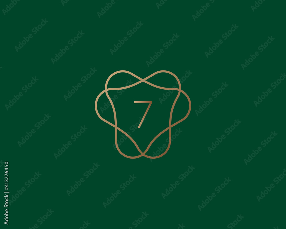Abstract linear monogram number 7 logo icon design modern minimal style ...