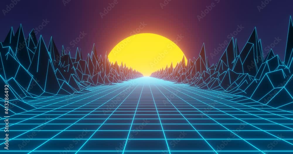 Retro background in 80s and 90s style. Seamless cyberpunk pattern of ...