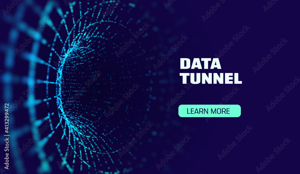 Data tunnel abstract vector background. Security tunnel protected data ...