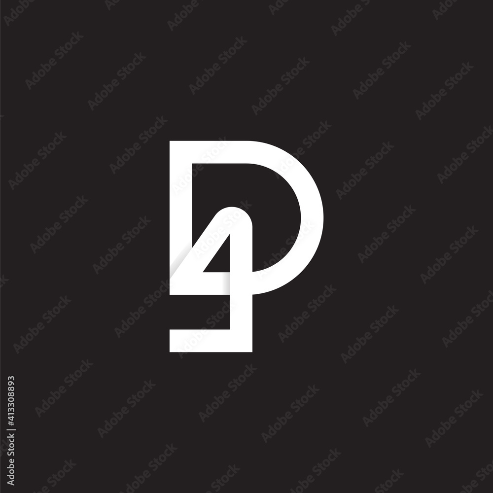letter p4 logo design with simple style unique vector Stock Vector ...