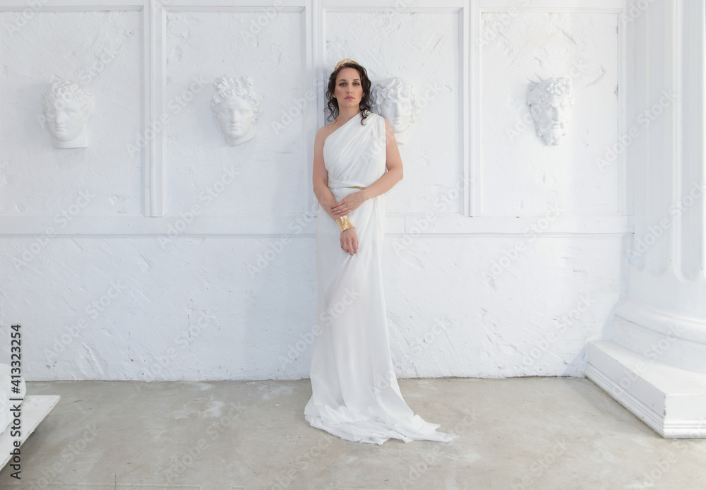 Beautiful Greek goddess woman close up on the white background.Greek ...