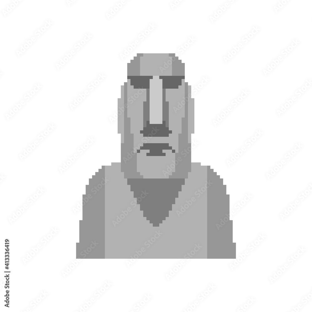 Moai pixel art. Easter Island idol 8 bit. ancient statues. vector ...