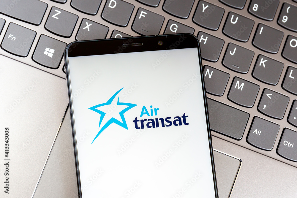Toronto, Ontario, Canada - January 31, 2021: Air Transat logo on ...
