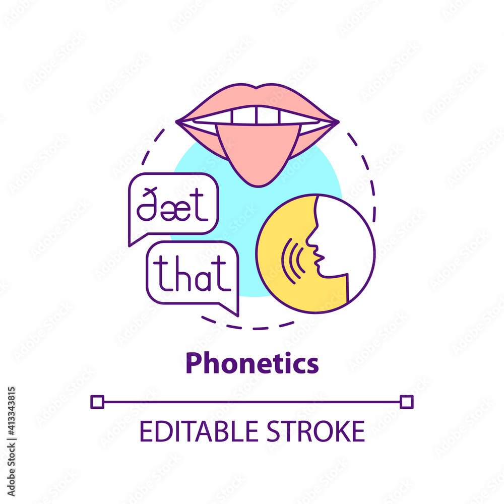 Phonetics concept icon. Language learning category idea thin line ...