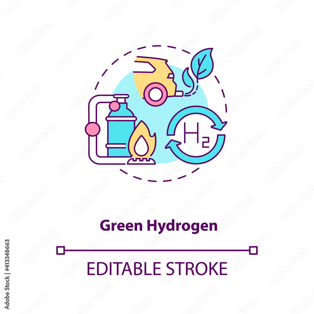 Green hydrogen concept icon. Reducing greenhouse gas emissions idea ...