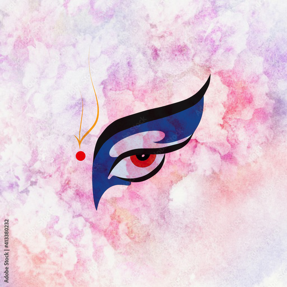 Illustration of an eye of lord shiva on pink watercolor background ...
