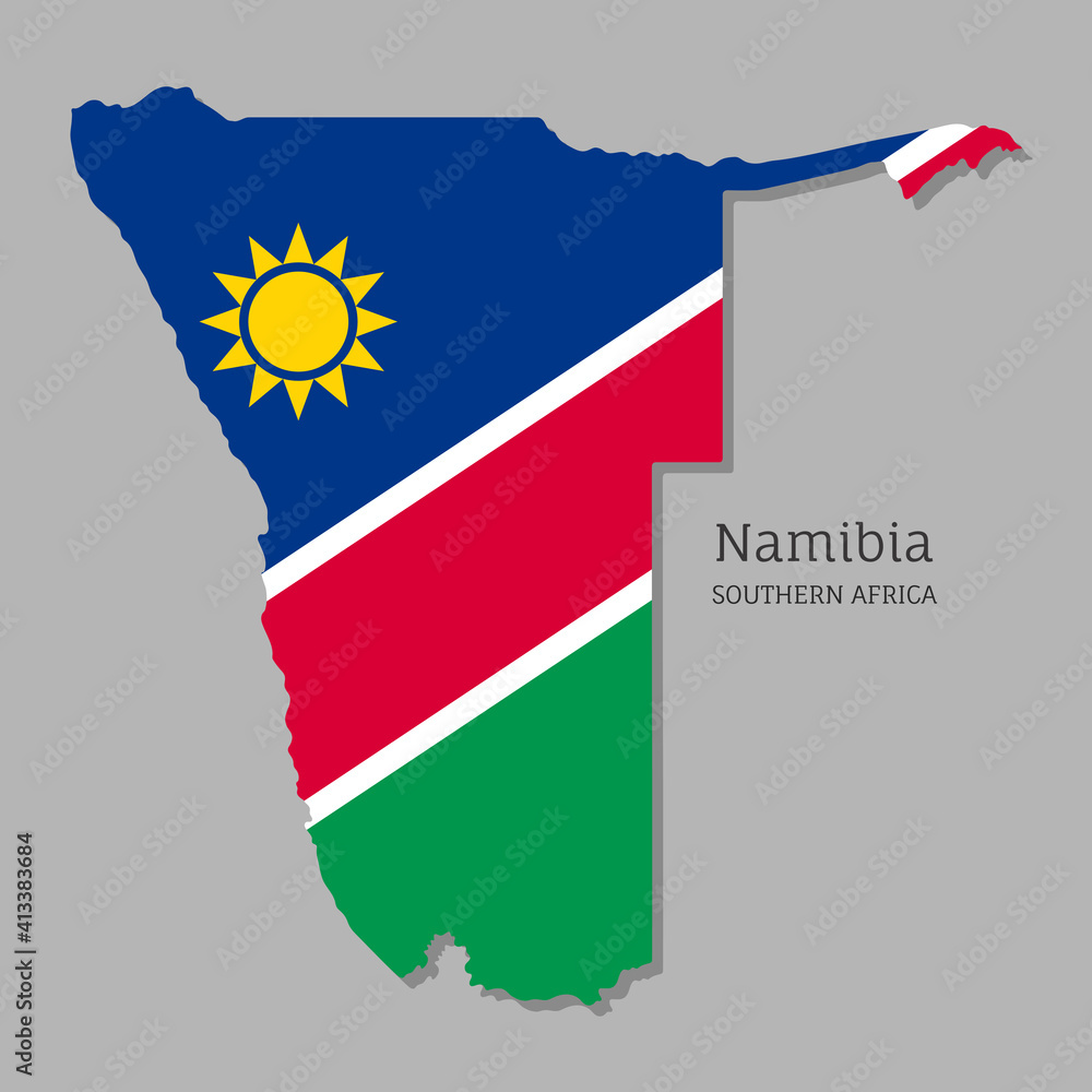 Map of Namibia with national flag. Highly detailed map of South Africa ...