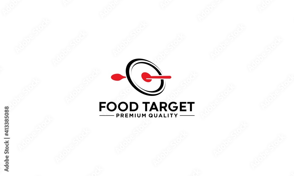 Vetor de the target food logo with a spoon-pierced target board that ...