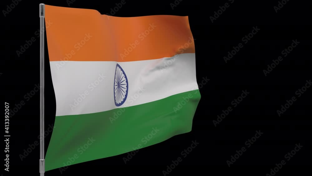 India waving flag seamless loop animation. 4k Alpha Channel transparent ...