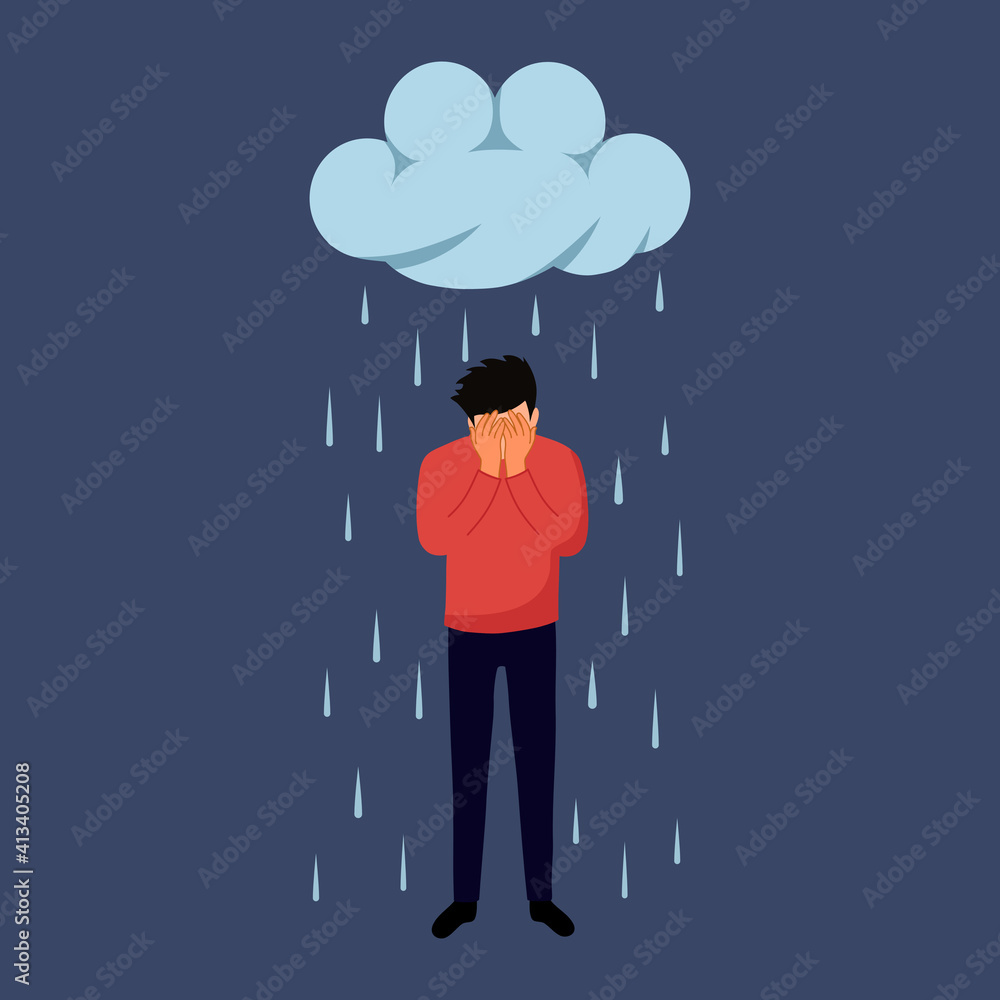 Crying Man In Rain