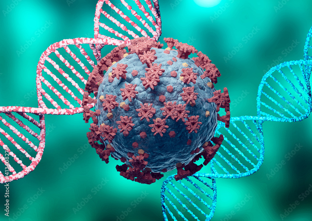 Coronavirus and DNA, virus mutation. New variant and strain of SARS CoV ...