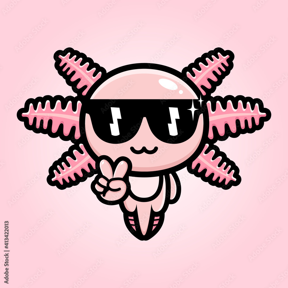 cool cute cartoon axolotl vector design Stock Vector | Adobe Stock