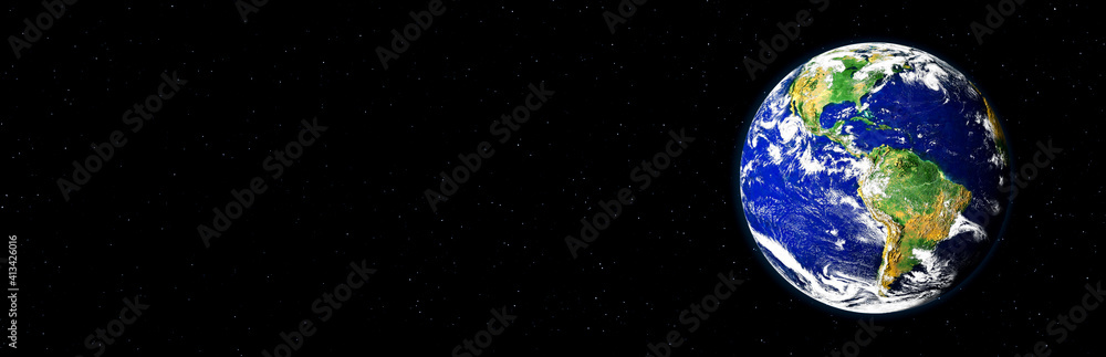 Planet earth globe view from space showing realistic earth surface and ...