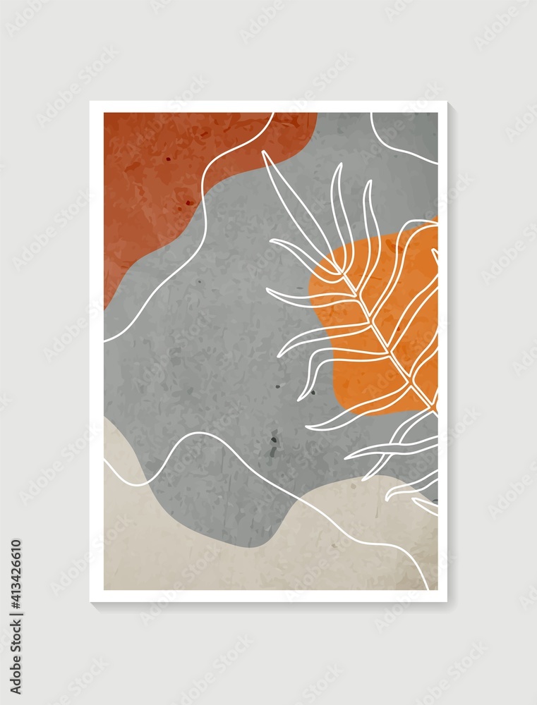 Contemporary art posters in pastel colors. Botanical wall art vector ...