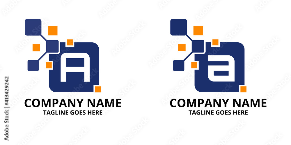 Set A Letter pixels logo initial design template. Illustration vector ...